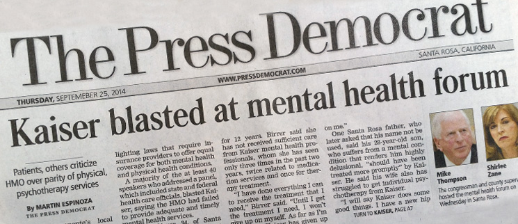 Kaiser strongly criticized in public forum on mental health care ...